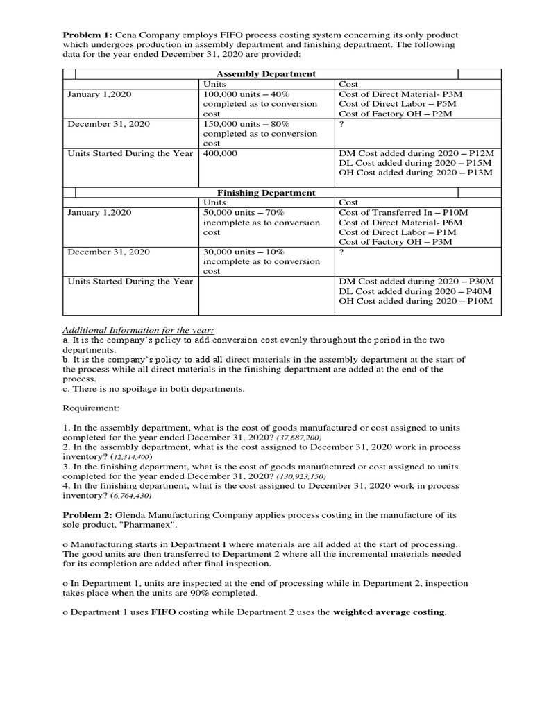 Process Costing Part 2 Illustrations Pdf Inventory Cost