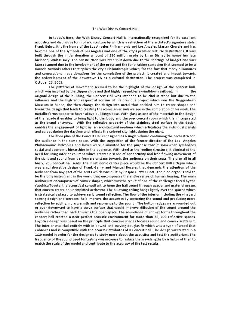 Walt Disney Concert Hall Essay | PDF | Nature