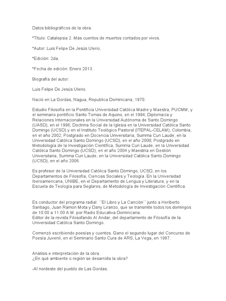 Catalepsia 2 | PDF | Universidad | Educación religiosa