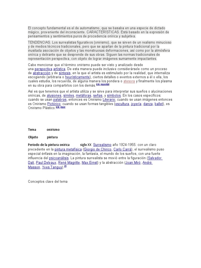 Tema Onirismo | PDF | Surrealismo | Movimientos de arte