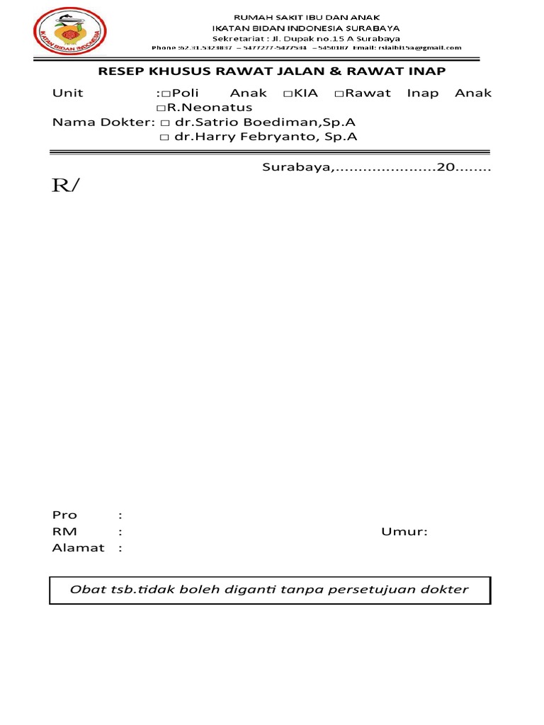 Form Resep SPA | PDF