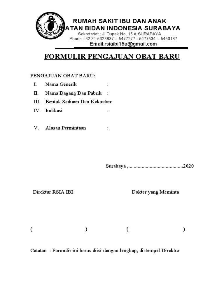 Formulir Pengajuan Obat Baru | PDF
