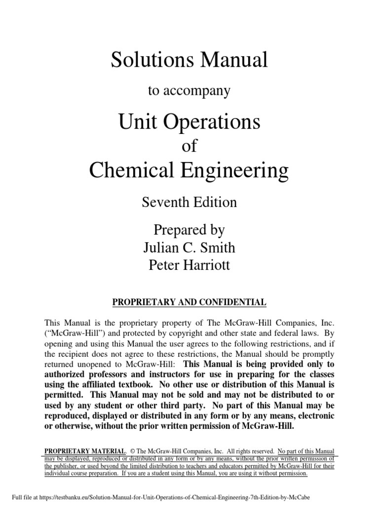 Solution Manual For Unit Operations | PDF