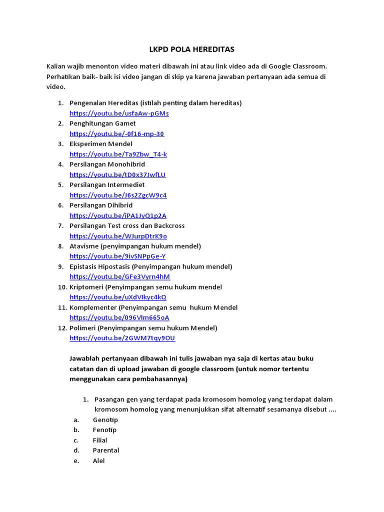 LKPD Pola Hereditas | PDF