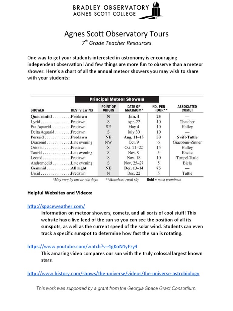Astronomy Resources for 7th Graders | PDF | Moon | Sun
