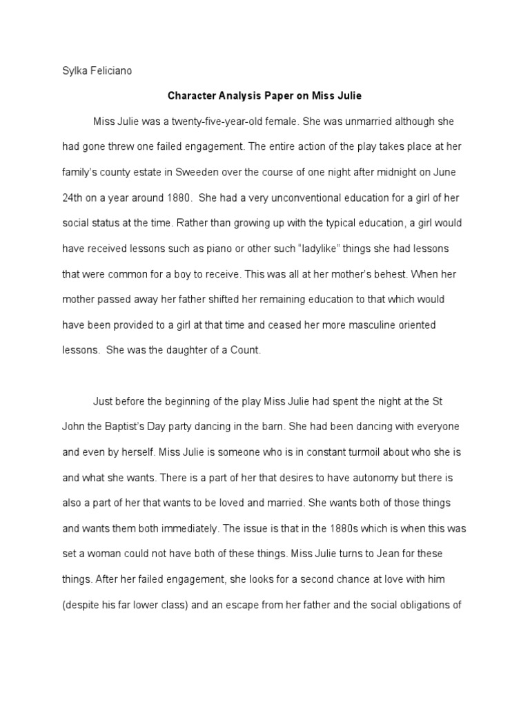 Character Analysis Paper | PDF