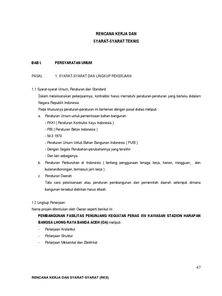 Contoh RKS Proyek Konstruksi Gedung | PDF