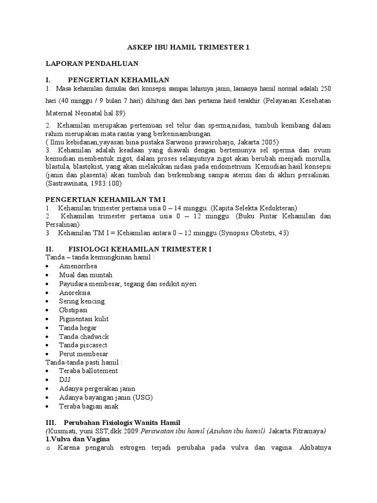 ASKEB IBU HAMIL TRIMESTER 1 Docx | PDF