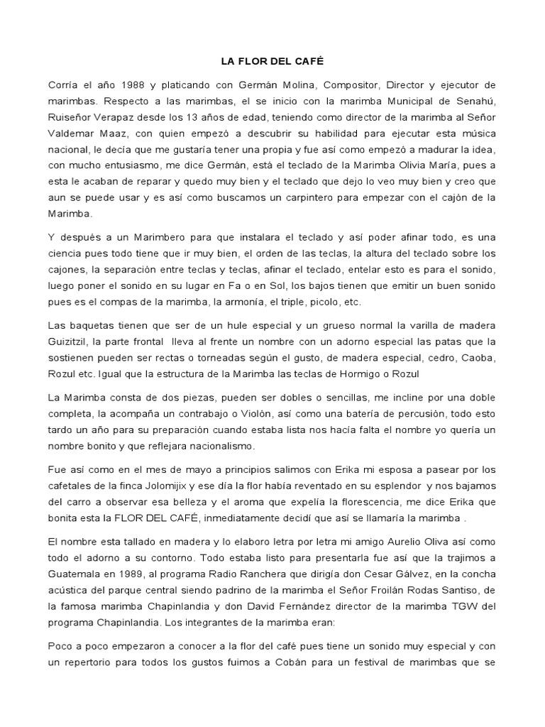 La Marimba Flor del Café: Historia y Música | PDF | Guatemala ...
