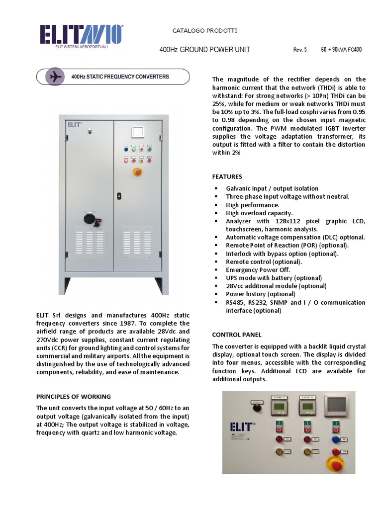 400Hz Ground Power Unit: Features | PDF | Power Inverter | Power Supply