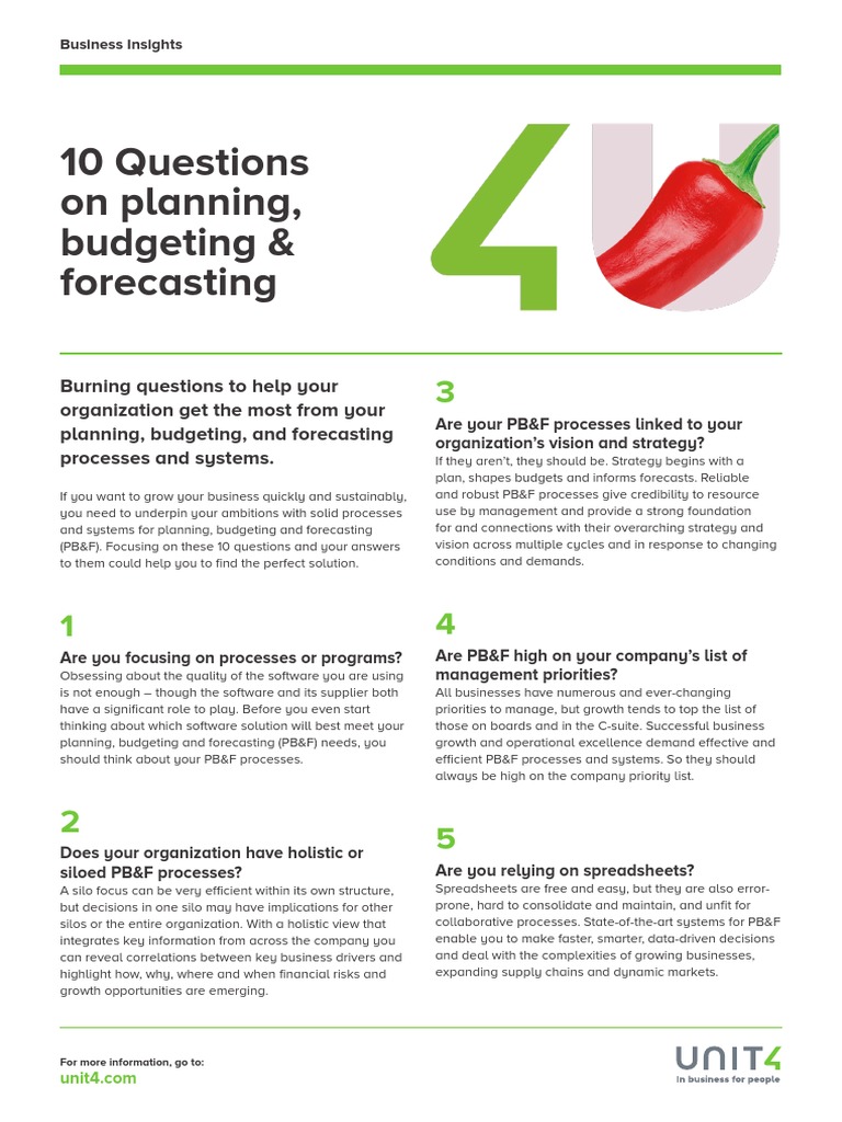 10 Questions On Planning, Budgeting & Forecasting | PDF | Analytics ...