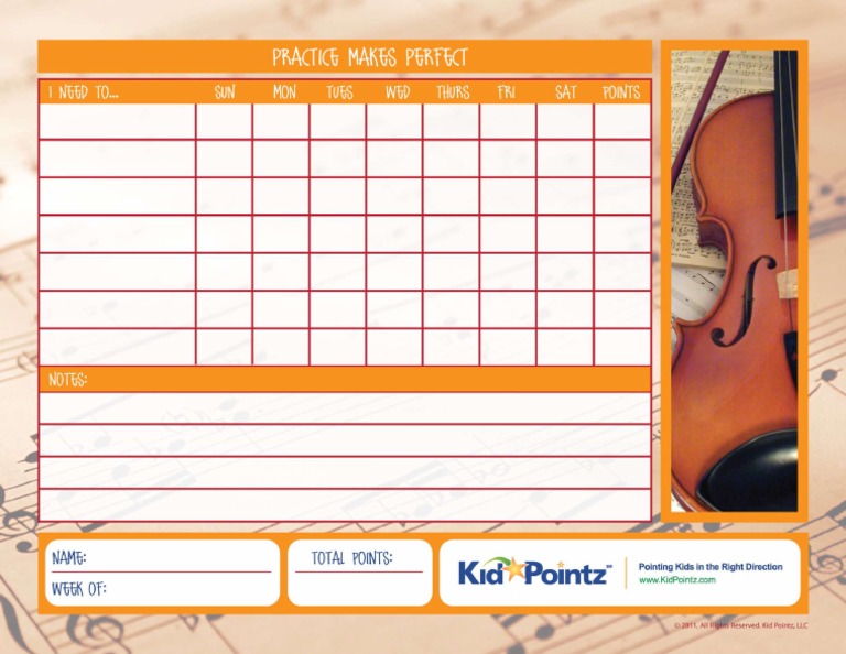 Music Practice Chart Weekly - Violin | PDF