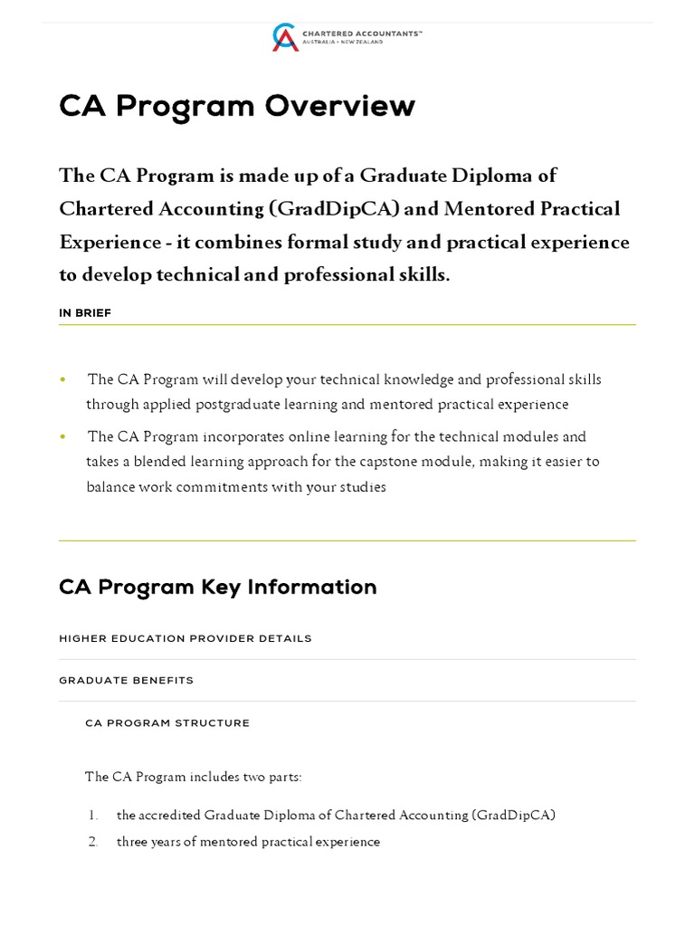 CA Program Overview and Structure | PDF | Postgraduate Education ...