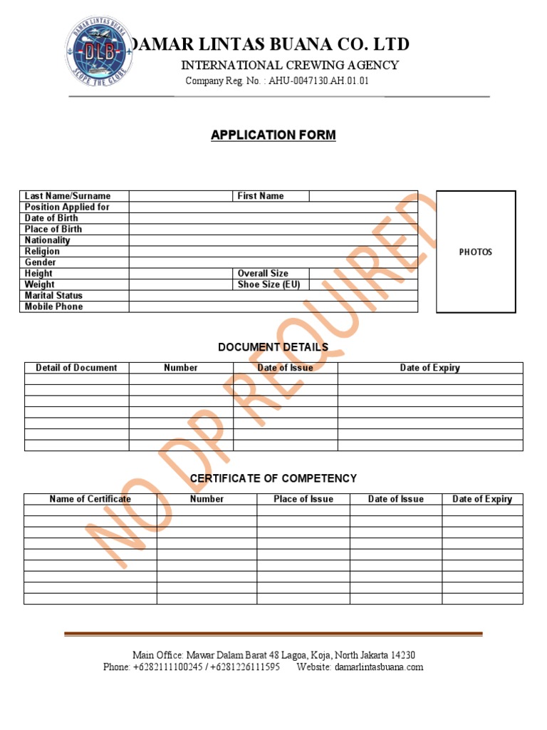 Seafarer Application Form | PDF