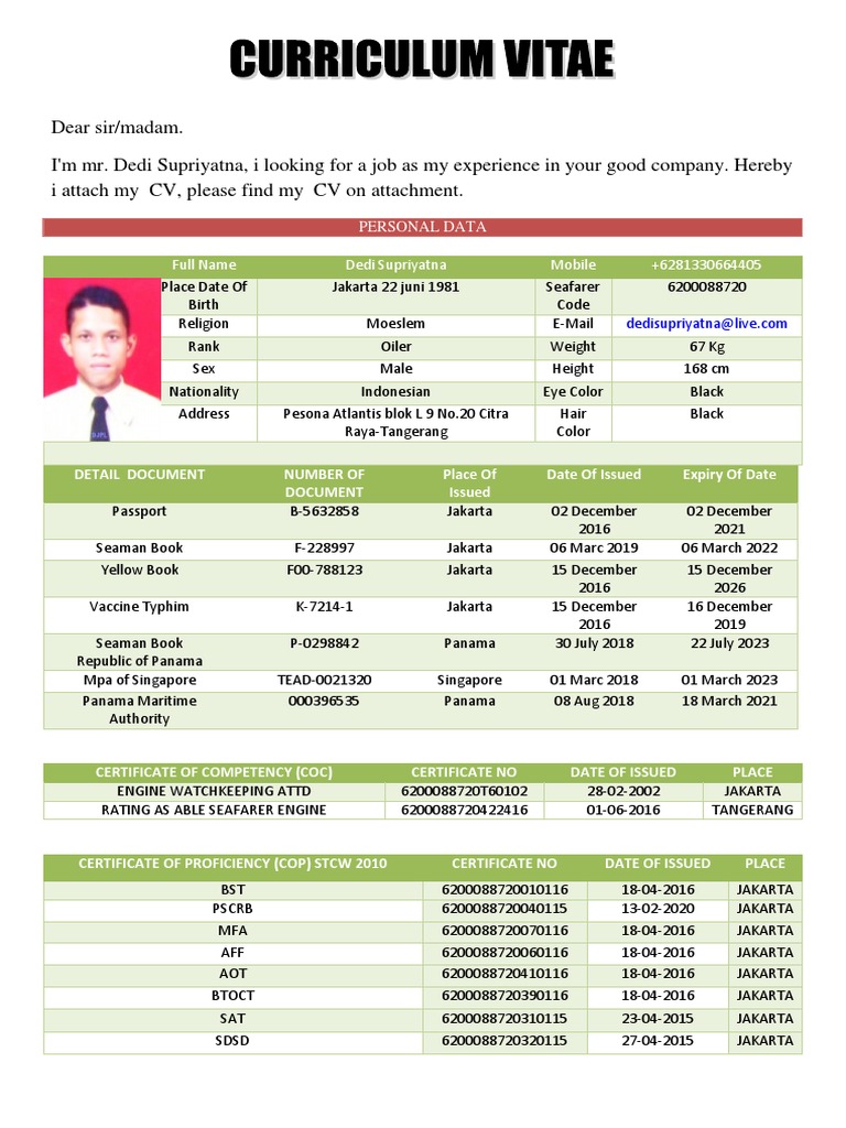 CV Dedi Supriyadi - Ab - CT - PSV - Ahts | PDF | Oil Tanker | Ship Types