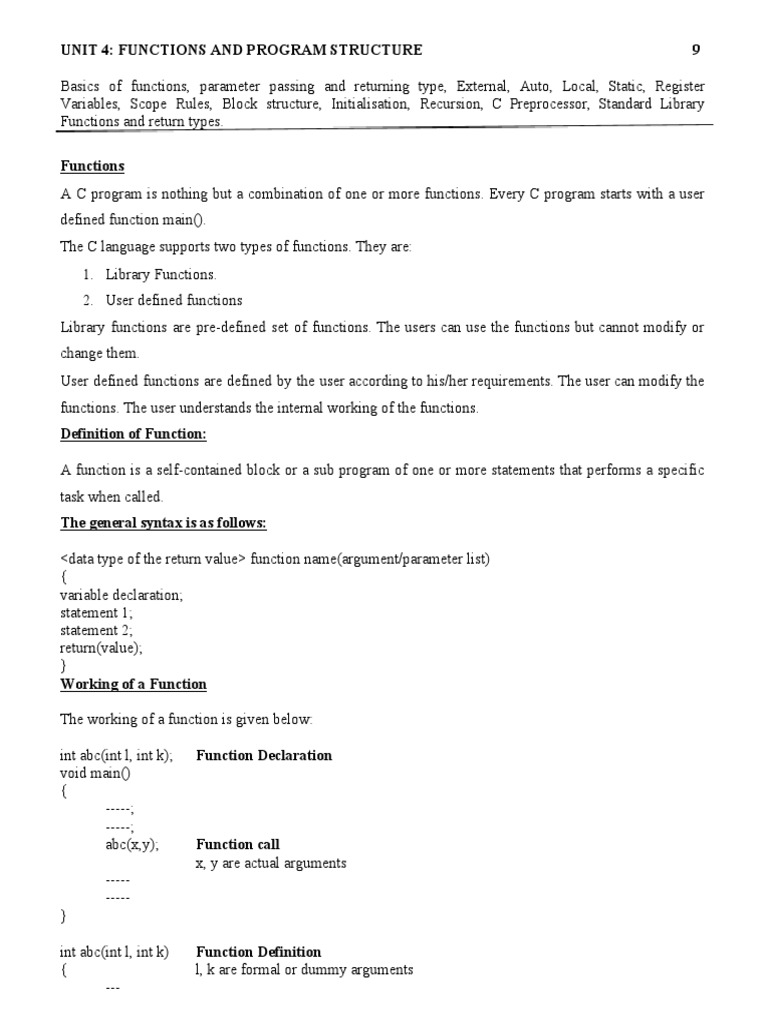 GE19141 PUC Unit 4 LN 2019 | PDF | Parameter (Computer Programming) | Subroutine