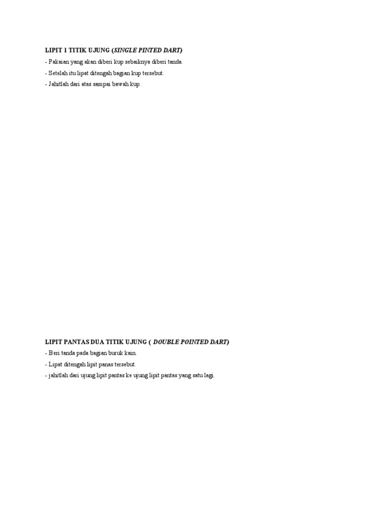 Teknik Dasar Lipit dalam Menjahit | PDF | Seni | Gaya Hidup