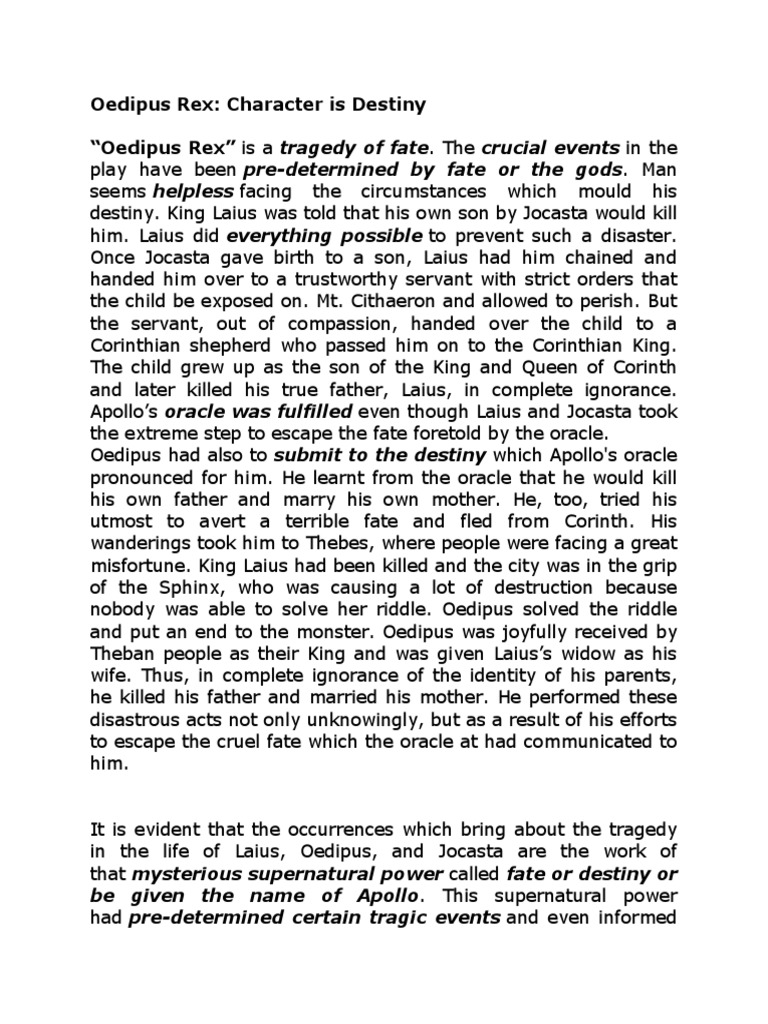 Character Is Destiny | PDF | Oedipus | Theban Mythology