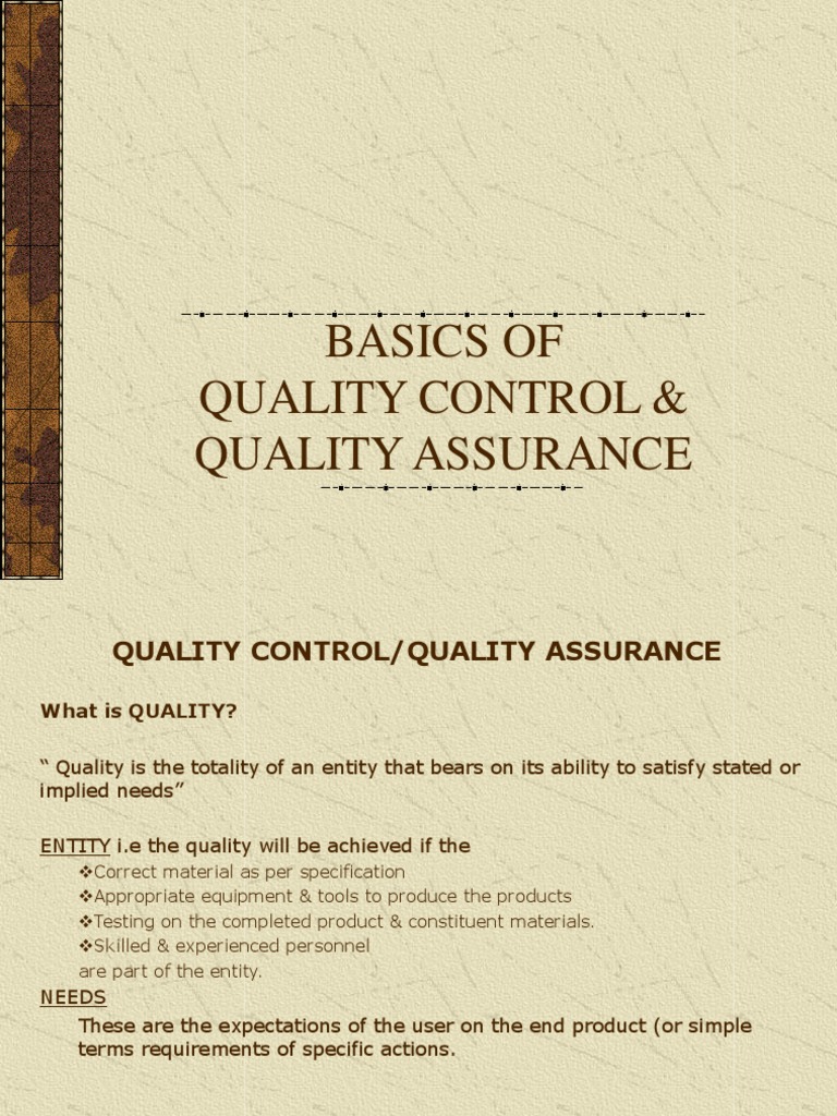 Basics of Quality Control & Quality Assurance | PDF | Quality Assurance ...