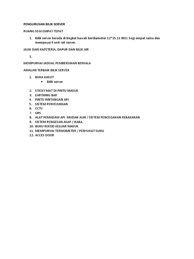 Pengurusan Bilik Server | PDF | Komputer