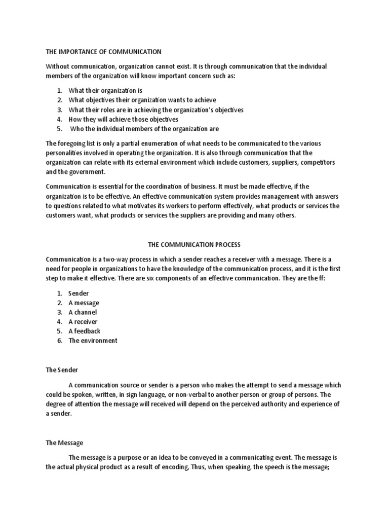The Importance of Communication | PDF | Communication | Psychological ...