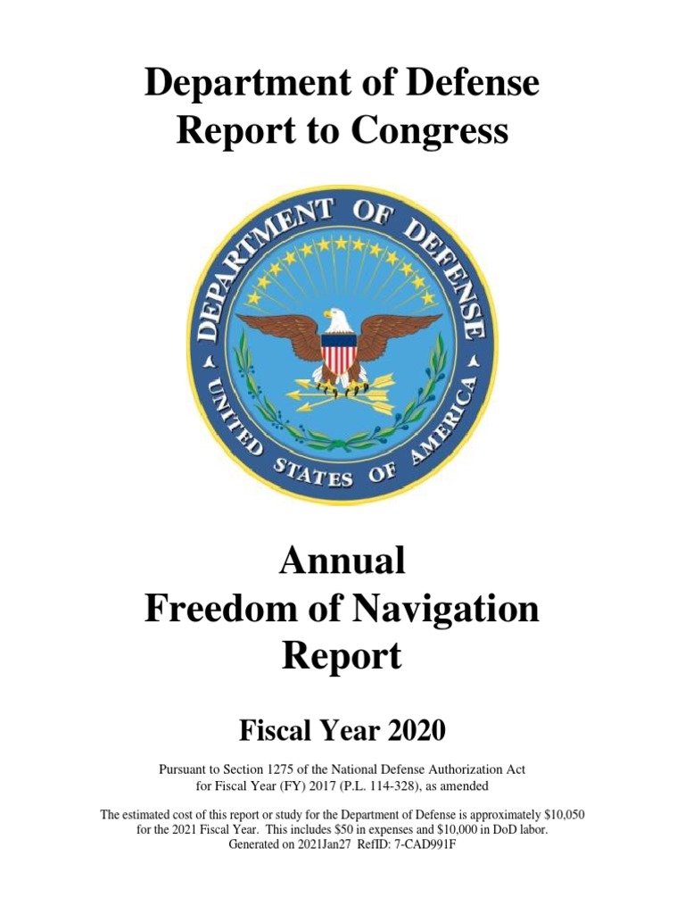 FY20 Annual Freedom of Navigation Report | PDF | Territorial Waters ...