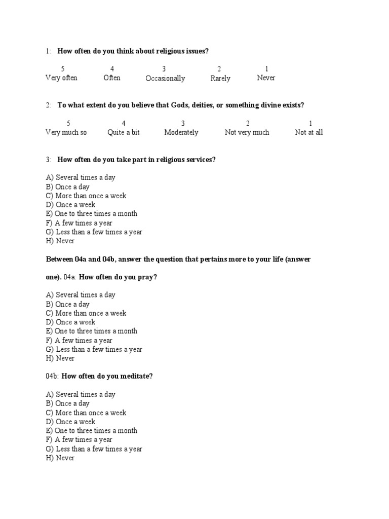 Centrality of Religiosity Scale | PDF | Afterlife | Prayer