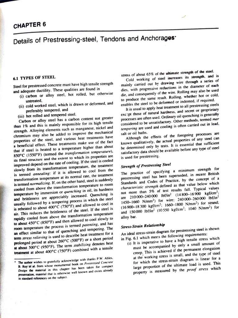 Detail of Prestressing-Steel, Tendon and Anchorage | PDF | Prestressed ...