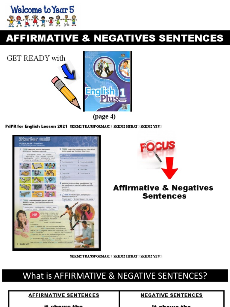Affirmative and Negative Sentences Guide | PDF
