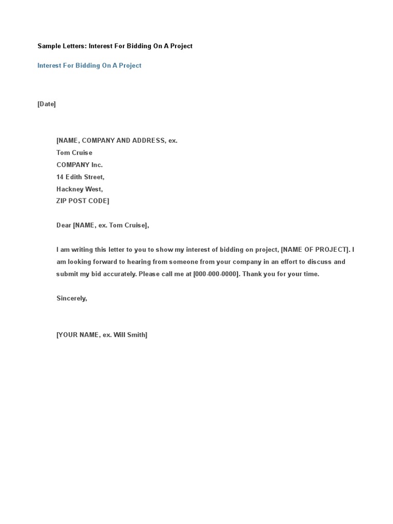 Letter of Interest Format For Project | PDF