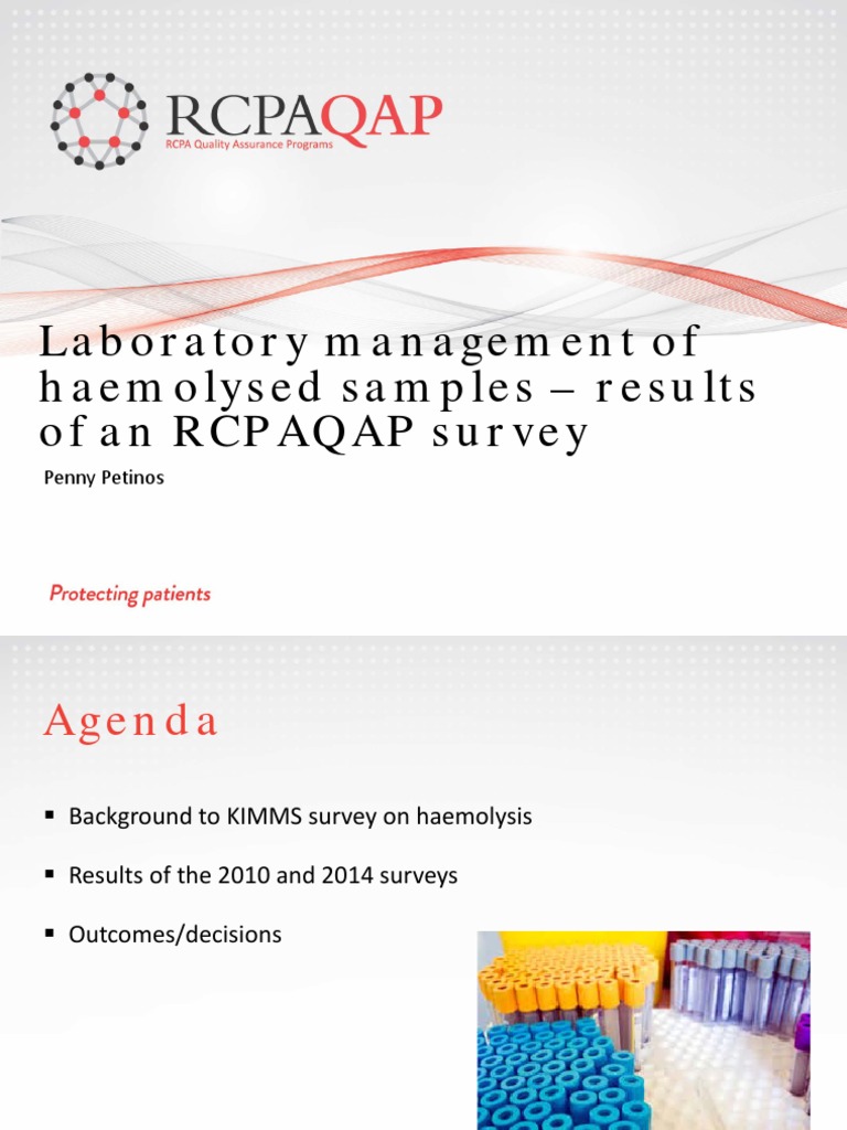 1000 Laboratory Management of Haemolysed Samples Results of An RCPAQAP ...