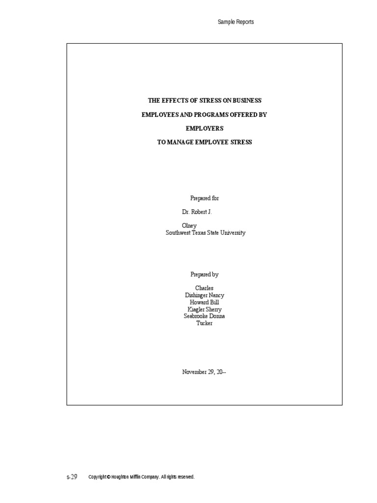Sample Research Report | PDF | Occupational Stress | Job Satisfaction