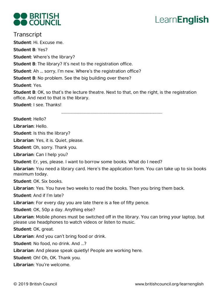 LearnEnglish Listening A1 Finding The Library 003 003 | PDF
