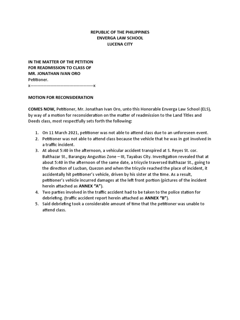 Motion For Reconsideration | PDF