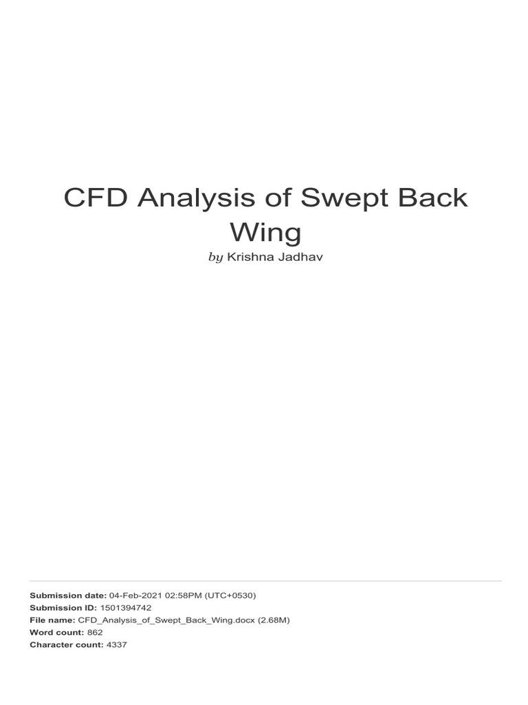 CFD Analysis of Swept Back Wing | PDF