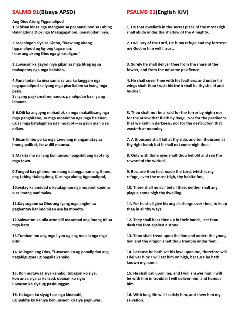 Salmo 91 Awit NG Pagtitiwala Sa Diyos PDF, 51% OFF