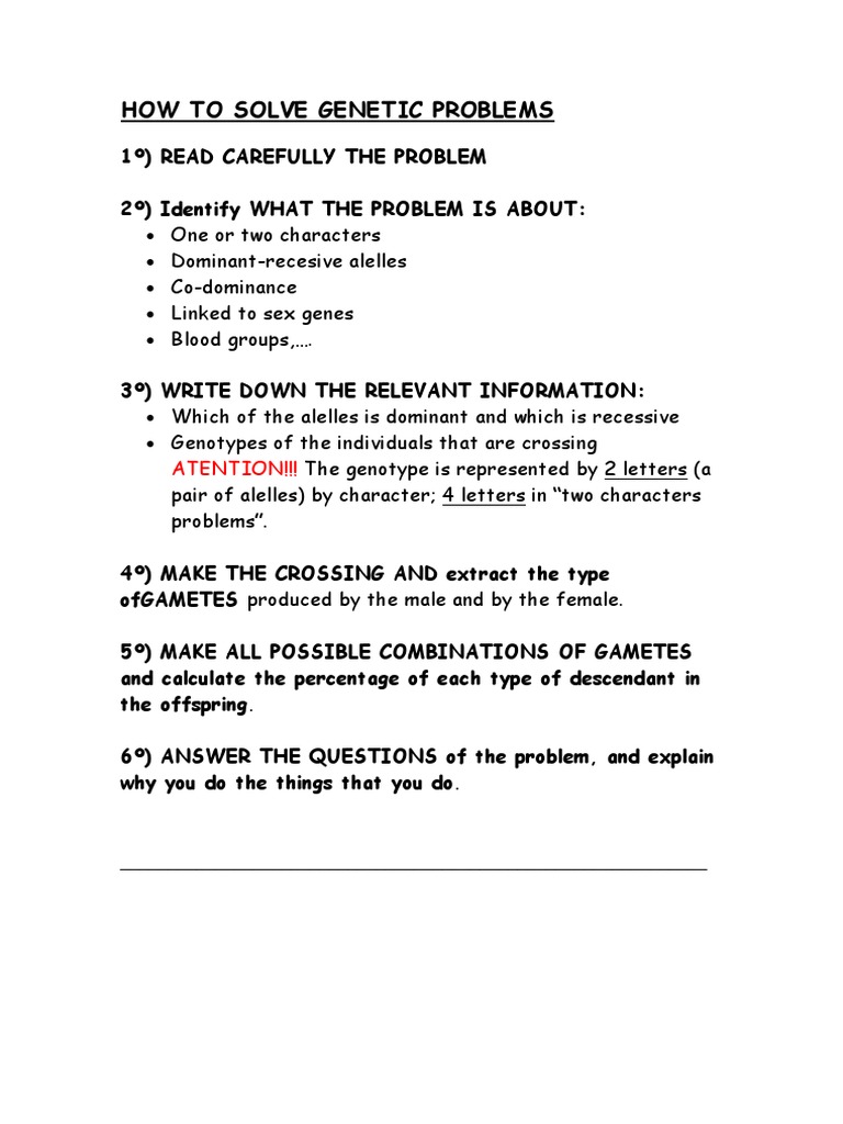 How To Solve Genetic Problems | PDF | Dominance (Genetics) | Allele