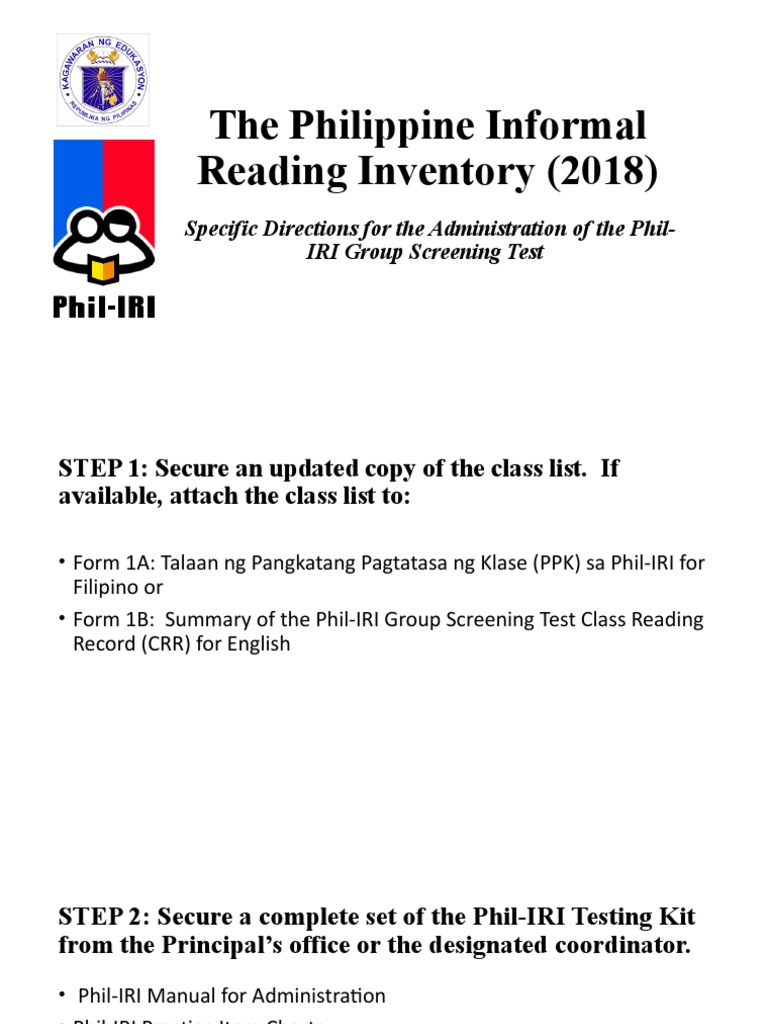 The Philippine Informal Reading Inventory (2018) .Pptx4 | Download Free ...
