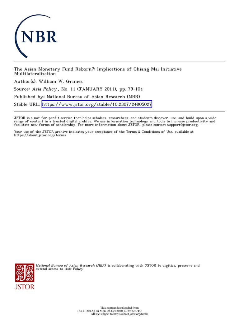 The Asian Monetary Fund Reborn?: Implications of Chiang Mai Initiative ...