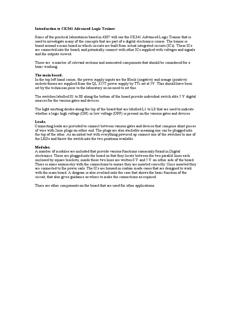 CK341 Logic Trainer Guide | PDF | Science & Mathematics