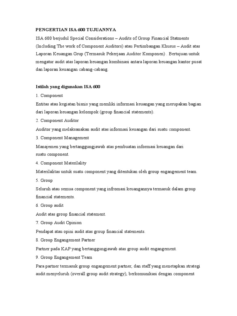 APA ITU ISA 600 Dan TUJUANNYA | PDF