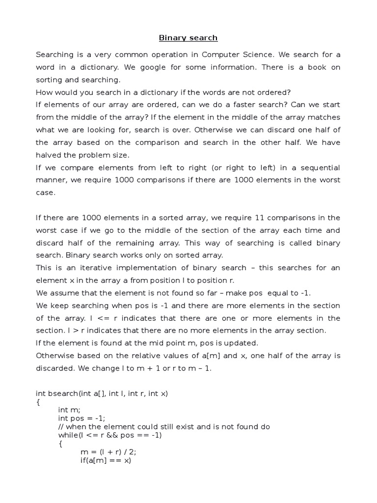 Binary Search | PDF | Array Data Structure | Computer Science