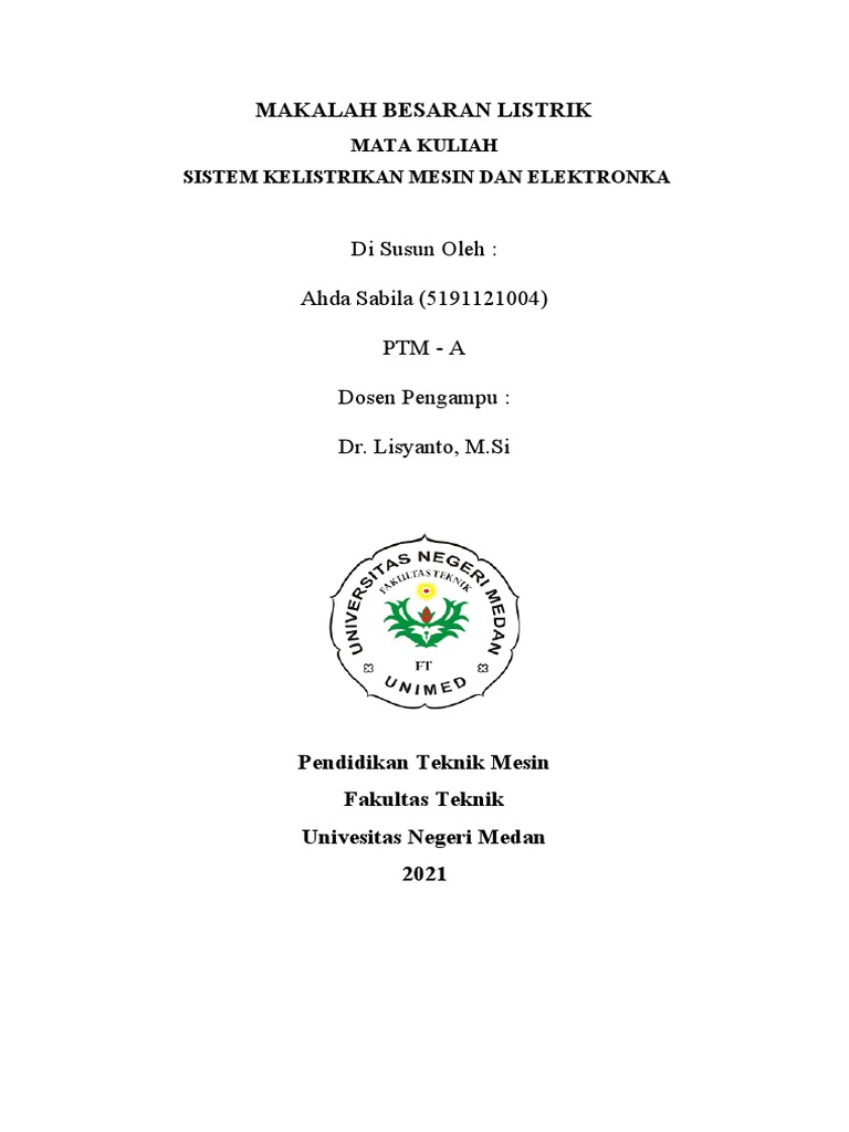 Makalah Ahda Sabila (Besaran Listrik) | PDF | Metode & Bahan Ajar ...