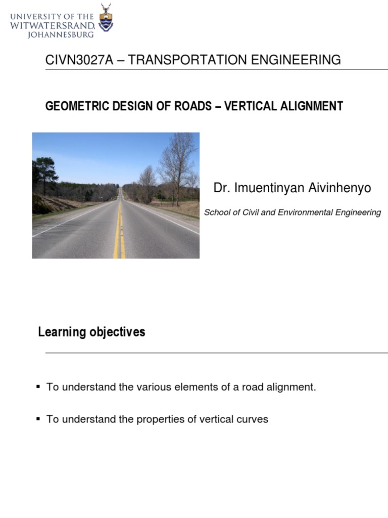 Lecture 3 - Geometric Design-Vertical Alignment | PDF | Differential ...