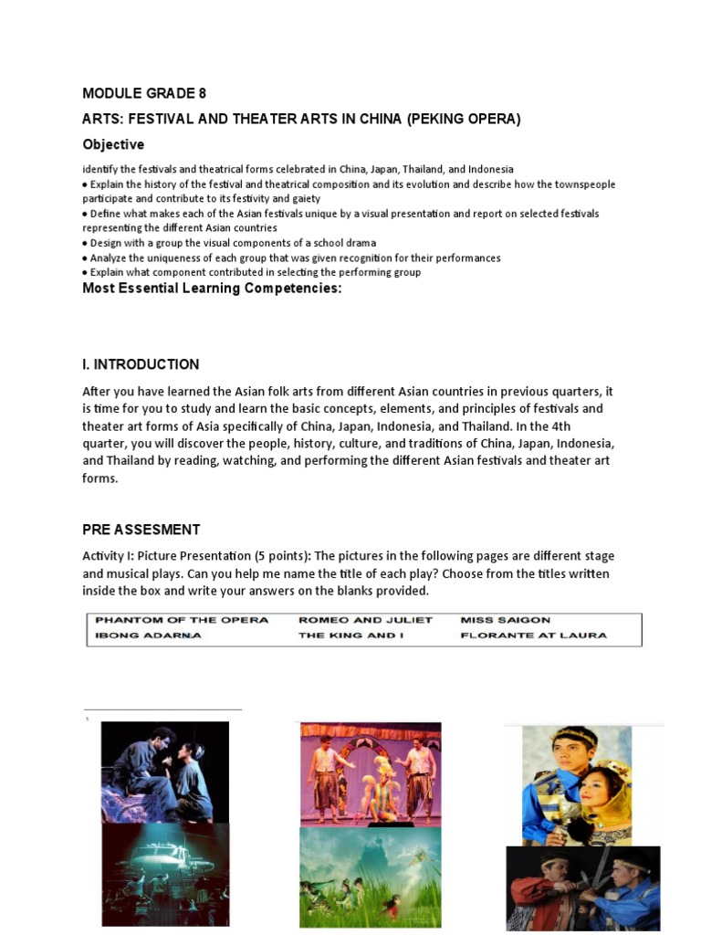 Module Grade 8 Arts q4 | PDF | Performing Arts | Theatre