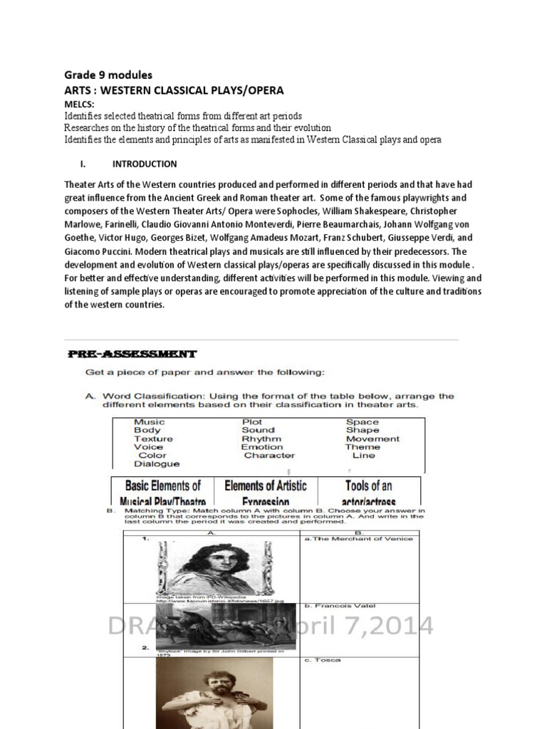 Grade 9 Modules Q4 ARTS | Download Free PDF | Theatre | Opera