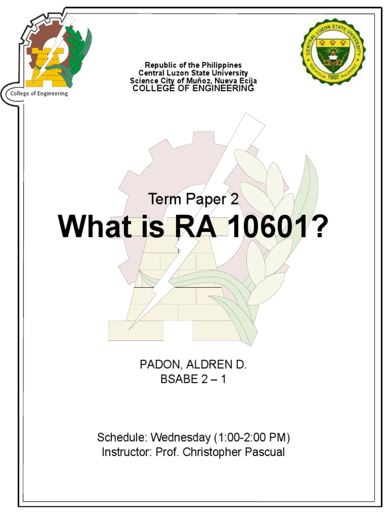 Bsabe 2 1 Padon Aldren D What Is Ra 10601 | PDF | Agriculture | Economies