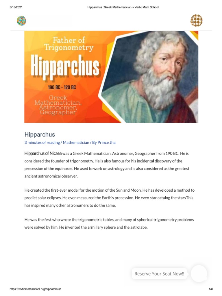 World Mathematicians Hipparchus | PDF