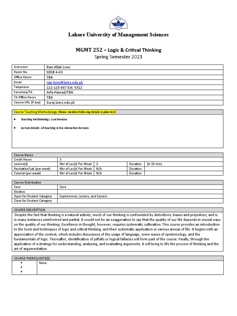 Logic & Critical Thinking Course Guide | PDF | Argument | Inductive Reasoning