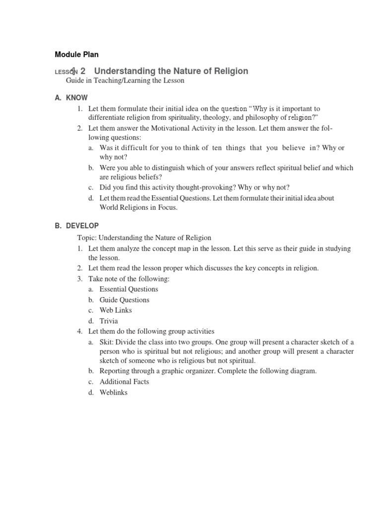 2 Understanding The Nature of Religion: Module Plan | PDF | Anatolia ...